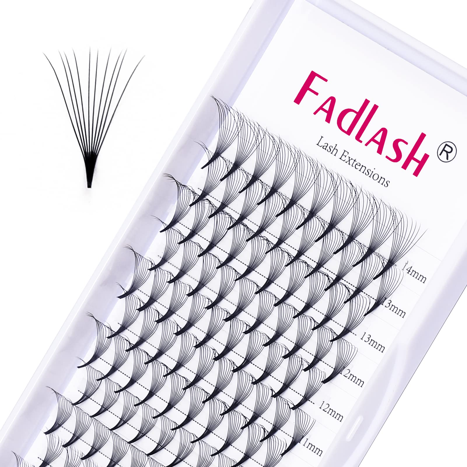 Lash Extension 10D Premade Volume Eyelash Extensions .05 .07 Thickness Premade Lash Fans Pointed Base Middle Stem Eyelash Extension Supplies(10D-0.05-D，Mix 8-14mm)