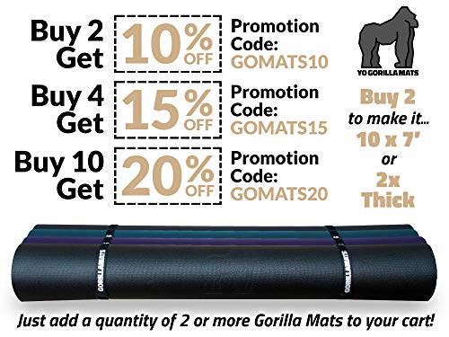 Gorilla Mats Premium Large Yoga Mat β 7' x 5' x 8mm Extra Thick & Ultra Comfortable, Non-Toxic, Non-Slip Barefoot Exercise Mat β Works Great on Any Floor for Stretching, Cardio or Home Workouts