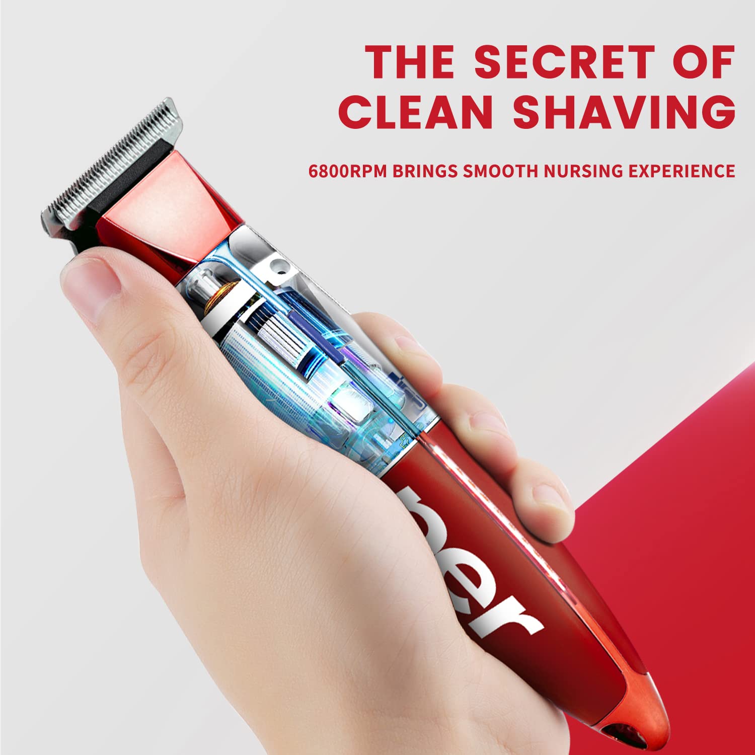 DSP® T Trimmer Hair Clippers for Men Cordless Electric Trimmers Beard and Mustache Trimmer Professional Rechargeable Hair Cutting Kit with 1-5mm Limit Combs (Red)