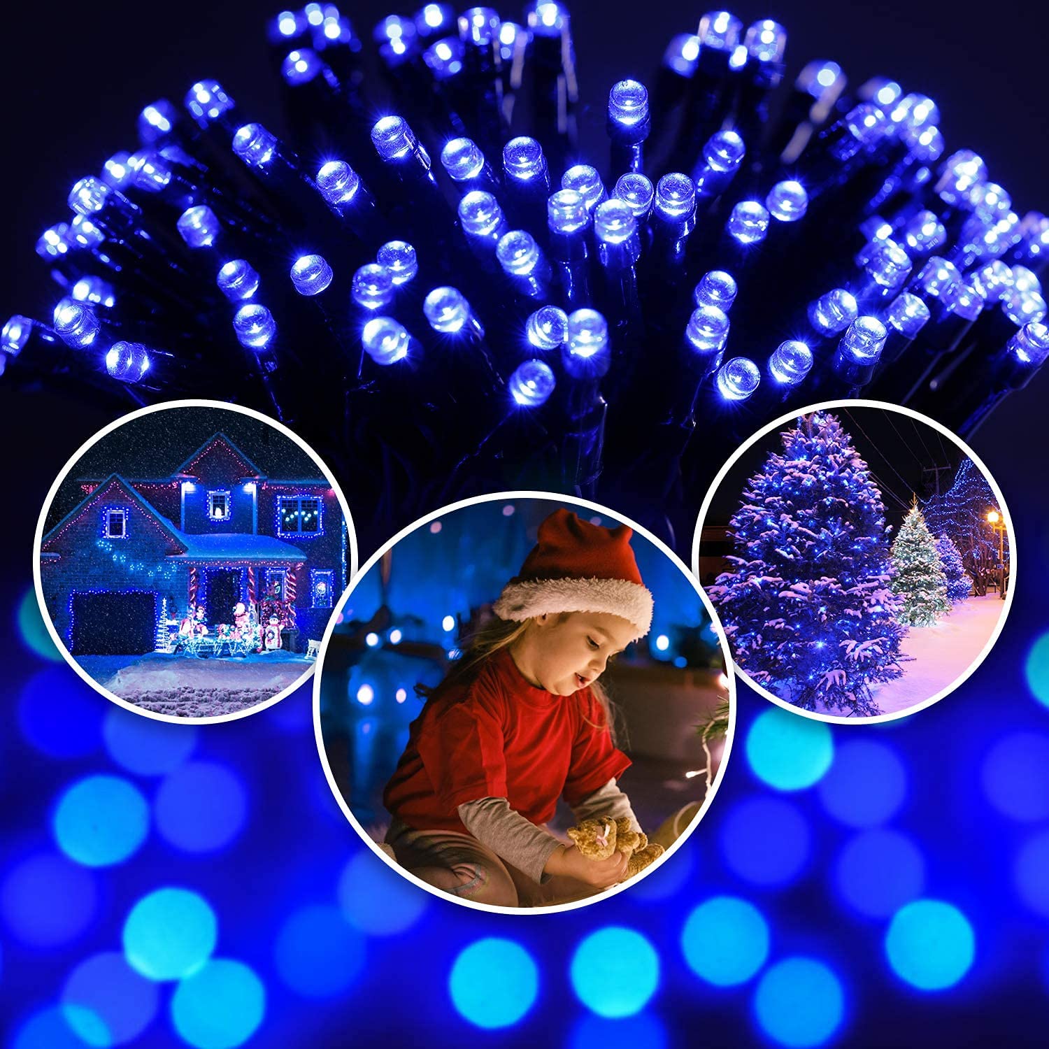 OxyLED Solar String Lights Outdoor Waterproof String Lights Solar Powered Decorative Fairy Lights for Garden Patio Wedding Party Christmas Tree Halloween (144 Ft, Blue)