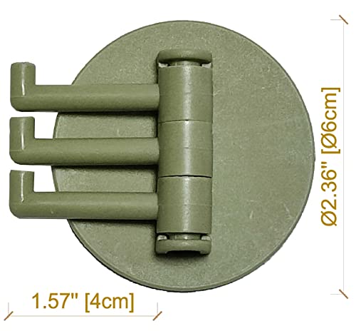 Fineget Wall Adhesive Hooks for Hanging Key Hat Hooks Bathroom Kitchen Desk Hooks 3 Rotatable Arms Round Sticky Hooks (Green, 8 PCS)