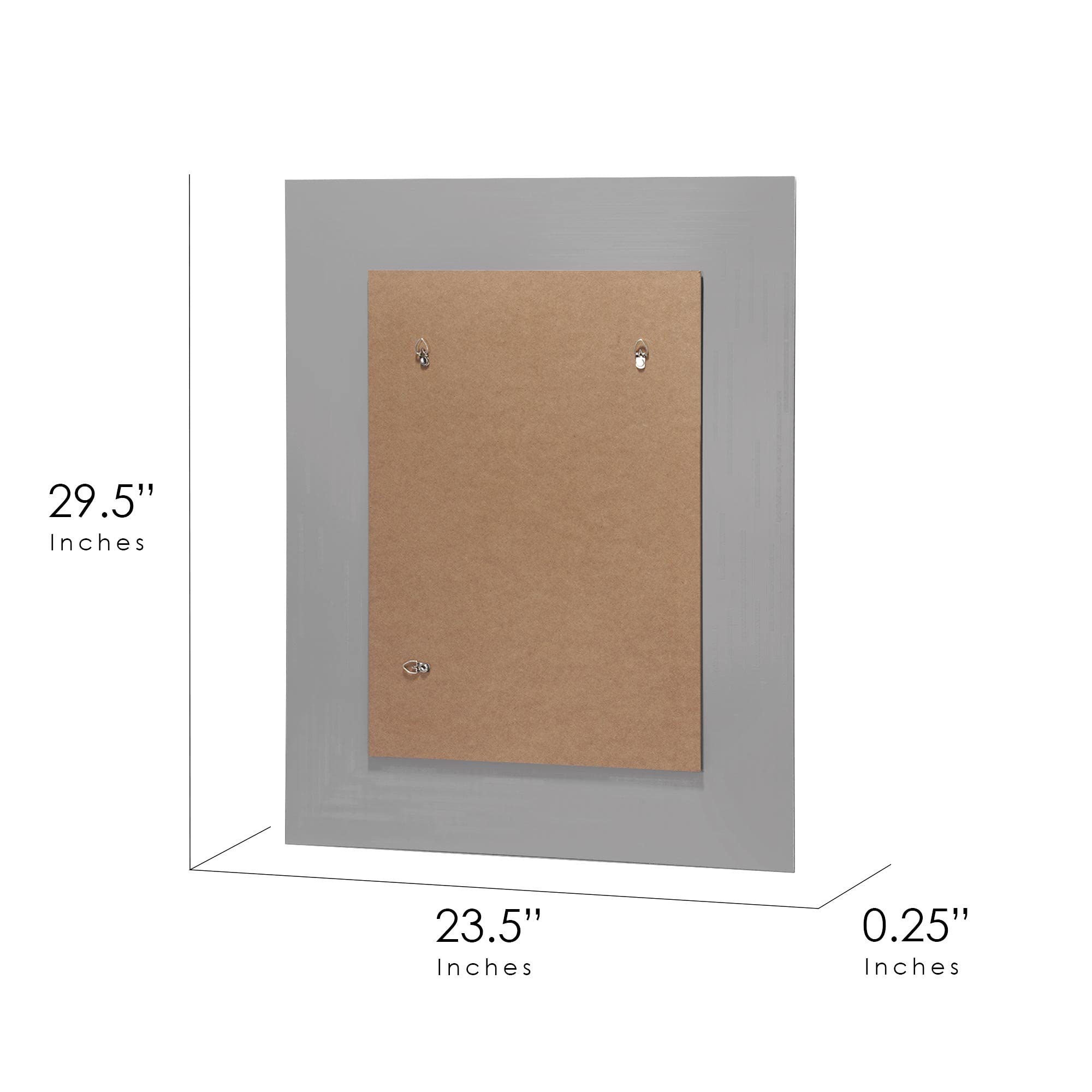 Head West Frameless Reeded Glass Print Gray Modern Wall Mirror - Bathroom Vanity Mirror Decoration with D-Ring Hangers for Vertical & Horizontal Mounting - 24" x 30"