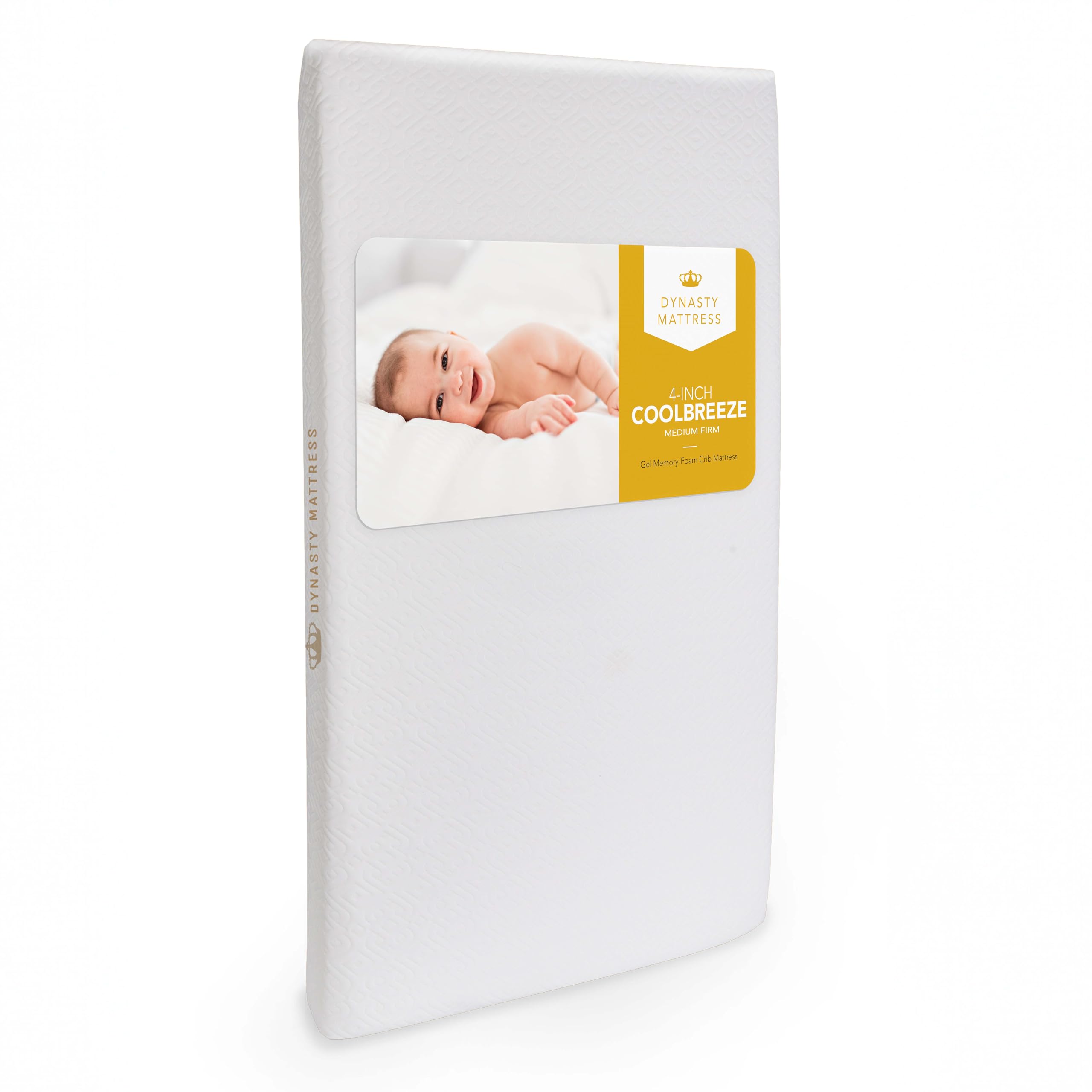 DynastyMattress 4 Inches Cooling Gel Memory Foam Crib Mattress Bed for Toddlers, Infants, Babies - Waterproof - Machine Washable - (Crib), USA Made