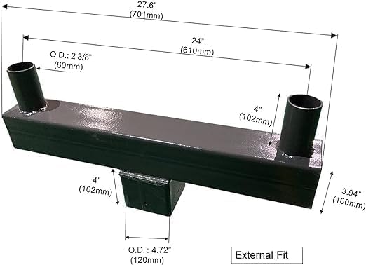 Bullhorn with 2 Tenons, Square Base Bullhorn Tenon Adapter for 2 Lights, Top Mount Bracket for 2 3/8" Slip Fitter Mount Parking Lot Street Light (Square Base - 2 Pack)