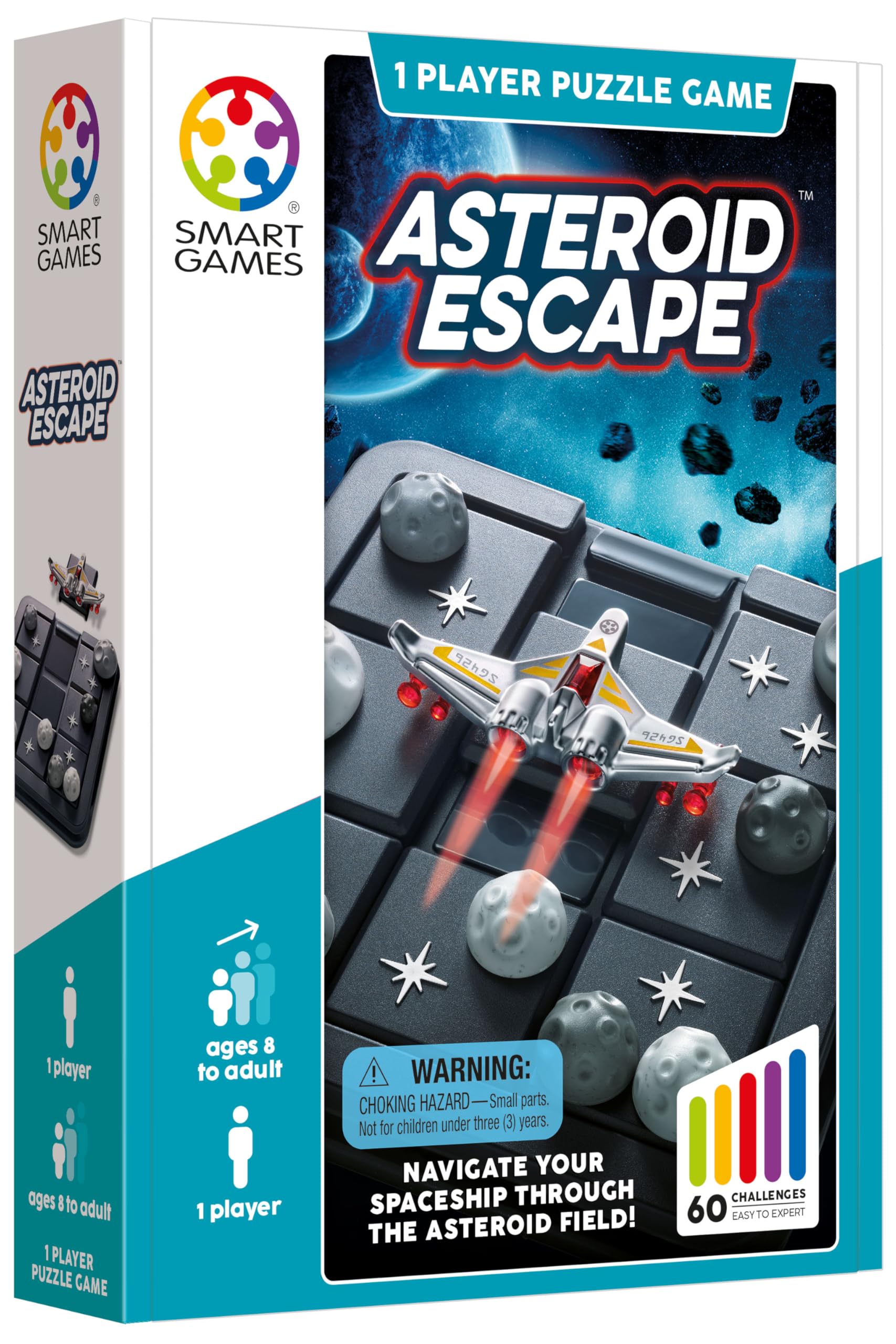 SmartGames Asteroid Escape Travel Sliding Puzzle Game Featuring 60 Challenges for Ages 8-Adult