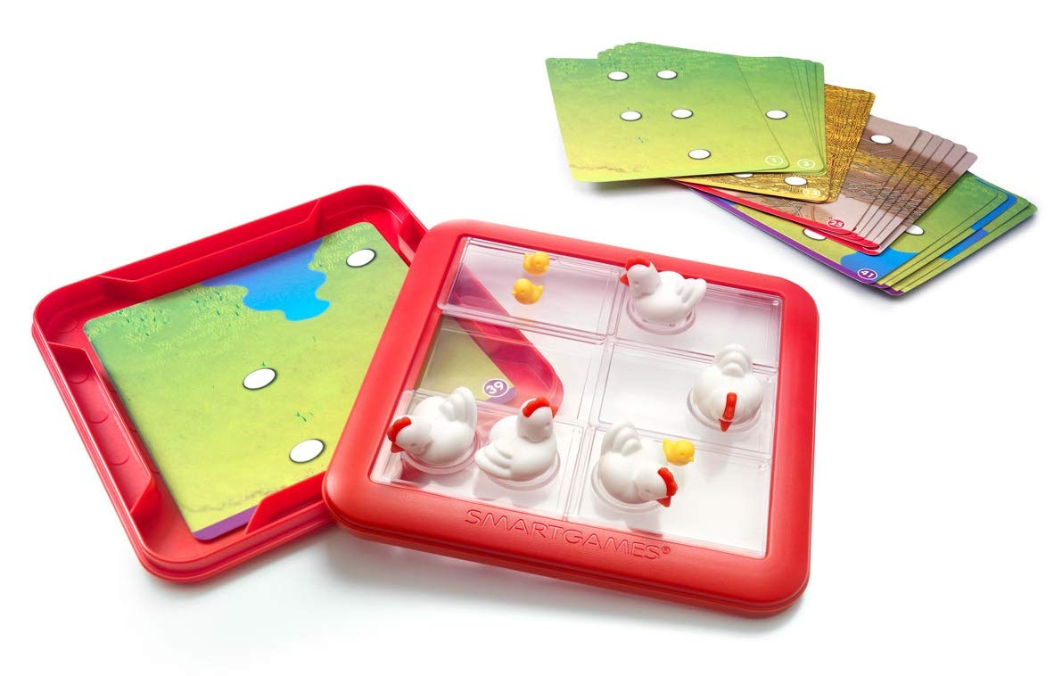 SmartGames Chicken Shuffle Jr. Skill-Building Travel Game for Kids and Adults Ages 4 & Up, 48 Challenges
