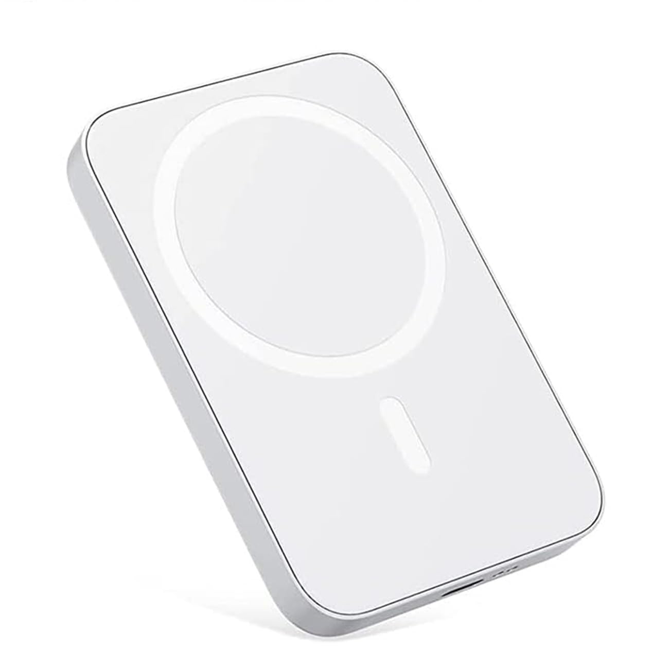 CHONGMANG Magnetic Portable Charger, Mini Power Bank 5000 mAh with 5W Wireless Charging and 18W USB-C Fast Charging,Comes with 2 Cables,Compatible for iPhone 14/13/12 (Silver)