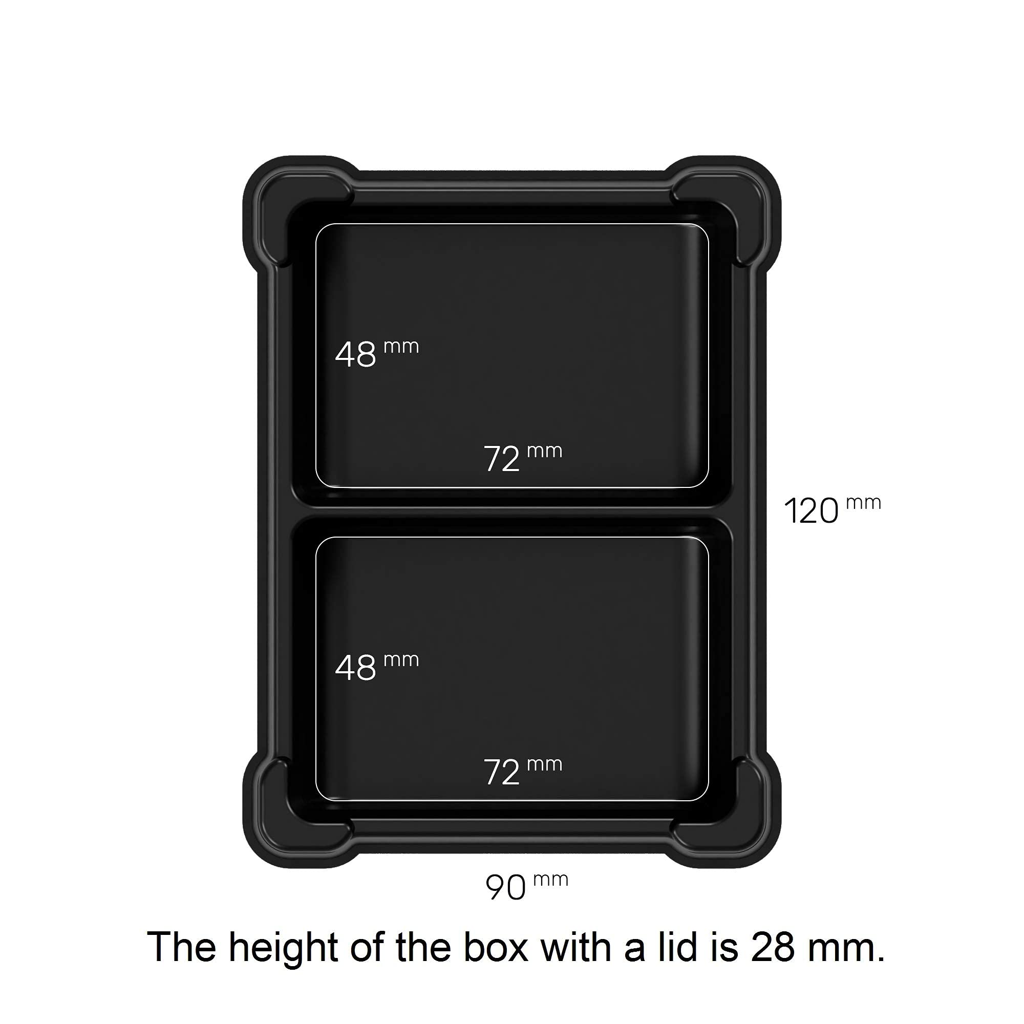UniqTraySystem 5-Pack Token Two-Cell Box for Board Game Pieces, Meeples, Dice, Tokens (5 modular trays with a transparent removable lid)