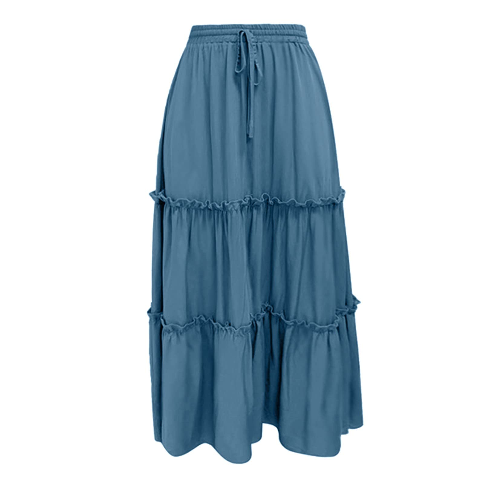 Church Women Casual Fashion Skirt Solid Color Pleated Irregular Half Length Elegant Loose Summer Flowy Date Night