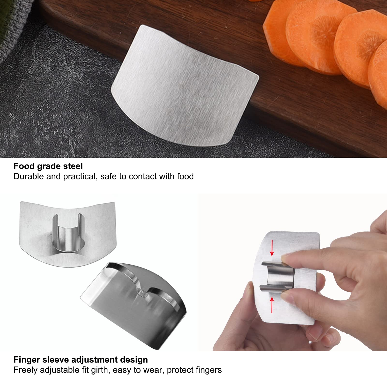 Chop Guard for Fingers, Finger Guards for Cutting Pack of 8, Stainless Steel Finger Guards with Peeler, Knife Cutting Protector for Kitchen Slicing Dicing Chopping Safe
