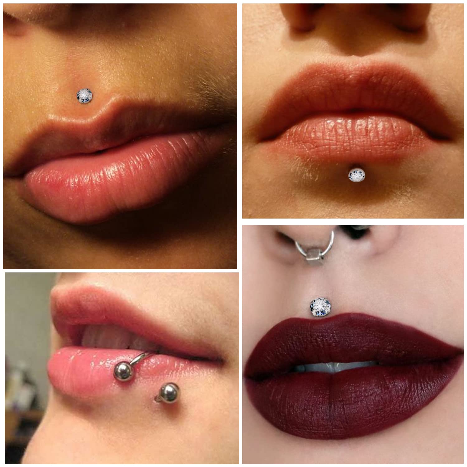 Cisyozi 16G Threadless Push in Lip Rings Hoops Stud Piercing Jewelry Women Stainless Surgical Steel Flat Back Tragus Helix Cartilage Ear Earring Labret Monroe Medusa Ring Stud Piercing Men Silver 8mm