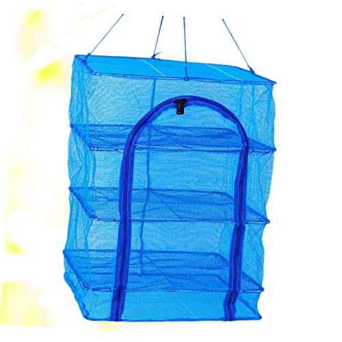 Garneck Foldable Fish Cage Blue Sweater Hydroponic Plants Meat Dehydrator Shrimp Fish Drying Net Hanging Dry Net Indoor Nylon Multi-Layer Net Hanging Basket Dryer Hanging Fishing Net Nylon