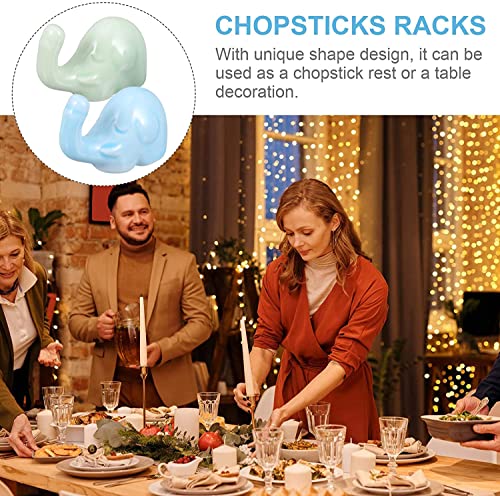 chopstick 4pcs Wedding Blue Holder, Brushes Gift Porcelain Spoons Room Holding Elephant Dining Fork Poon Forks Silverware Decors Table Shaped Animal Dinner Ceramic Decorations Kitchenware holder