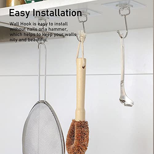 JIQGOZBAN 10 Packs Adhesive Command Hooks, Heavy Duty Wall Hook for Hanging, Waterproof Stick on Hooks for Keys Pictures Bathroom Shower Outdoor Kitchen Door Curtain Rods No Drilling 13lb(Max)