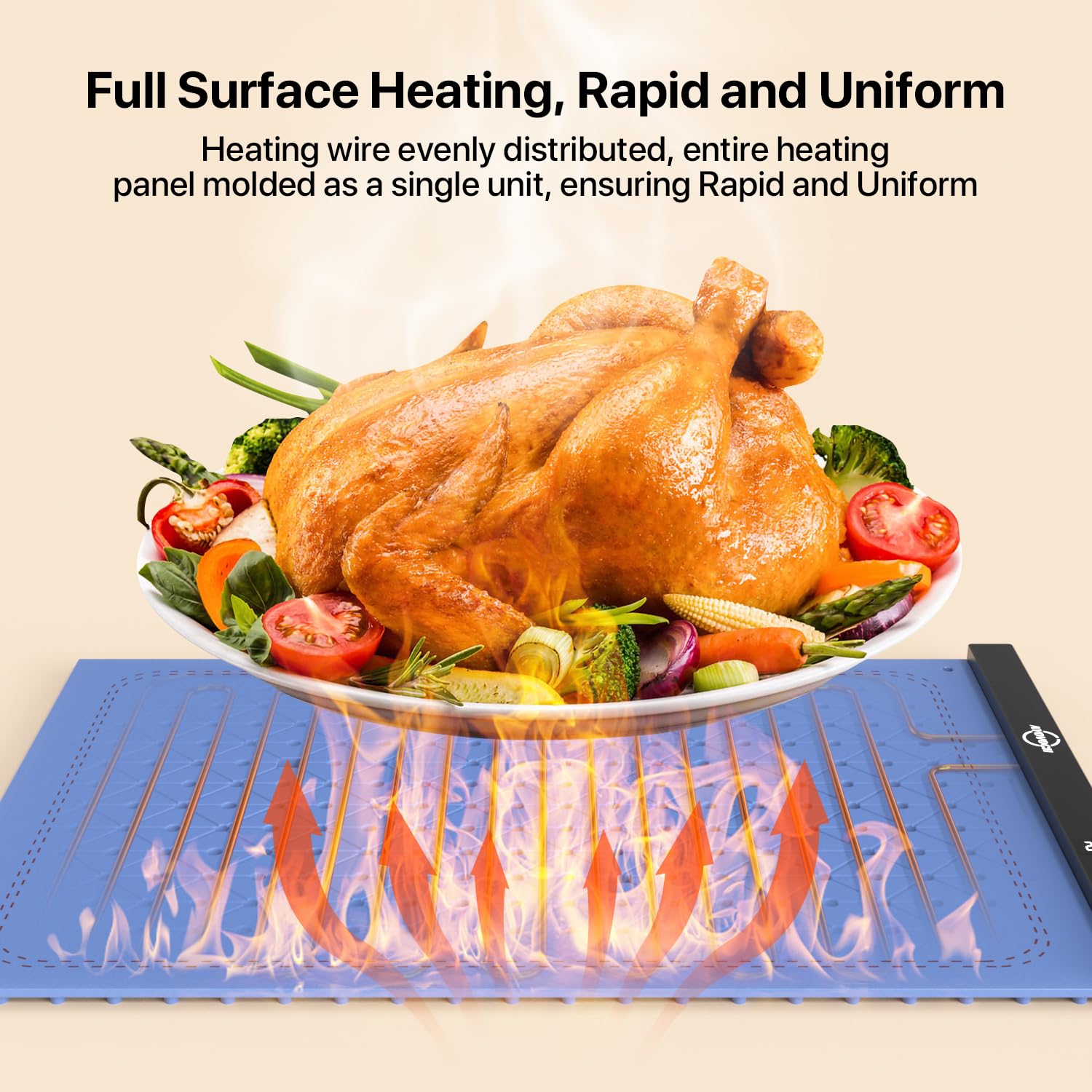 Electric Warming Tray - Full Surface Heating, Foldable Food Warmer for Parties, Premium Silicone Nano-Material, 3 Temperature Settings, Food Warmer for Gatherings, Parties, Everyday Use