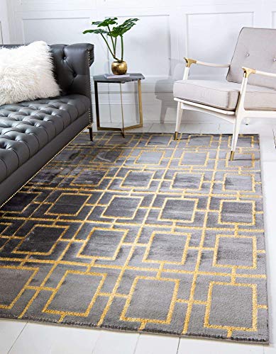 Unique Loom Marilyn Monroe Glam Collection Area Rug - Deco (6' 1' x 9' Rectangle, Gray Gold/ Gold)