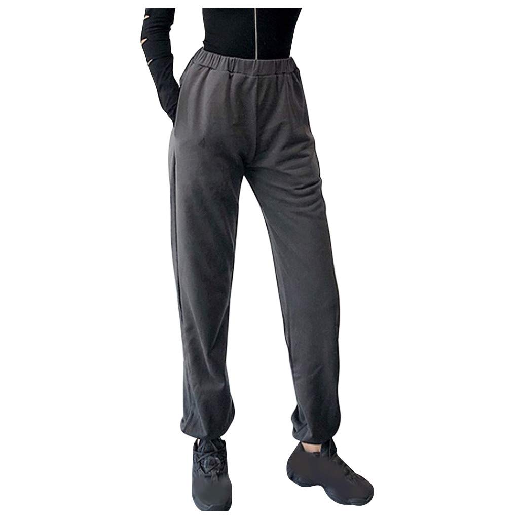 Smileyth Women's Sports Sweatpants Casual Solid Cotton Lightweight Comfortable Trousers Elastic Waist Athletic Workout Jogger Pants