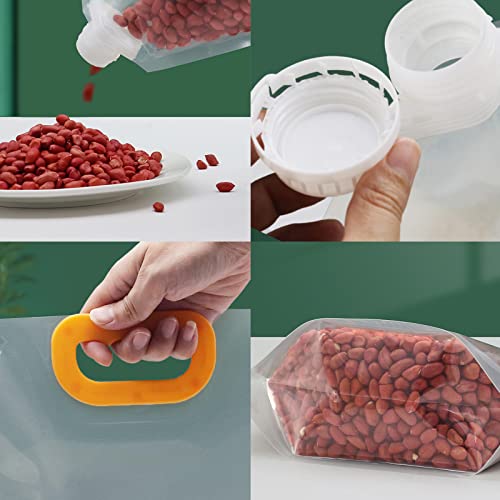 JJJ Grain Moisture-Proof Sealed Bag, 10 pcs Transparent Grain Storage Suction Bags, Resealable Airtight Smell Proof Packaging Baggies, Stand Up Food Storage Pouches (1.5L)