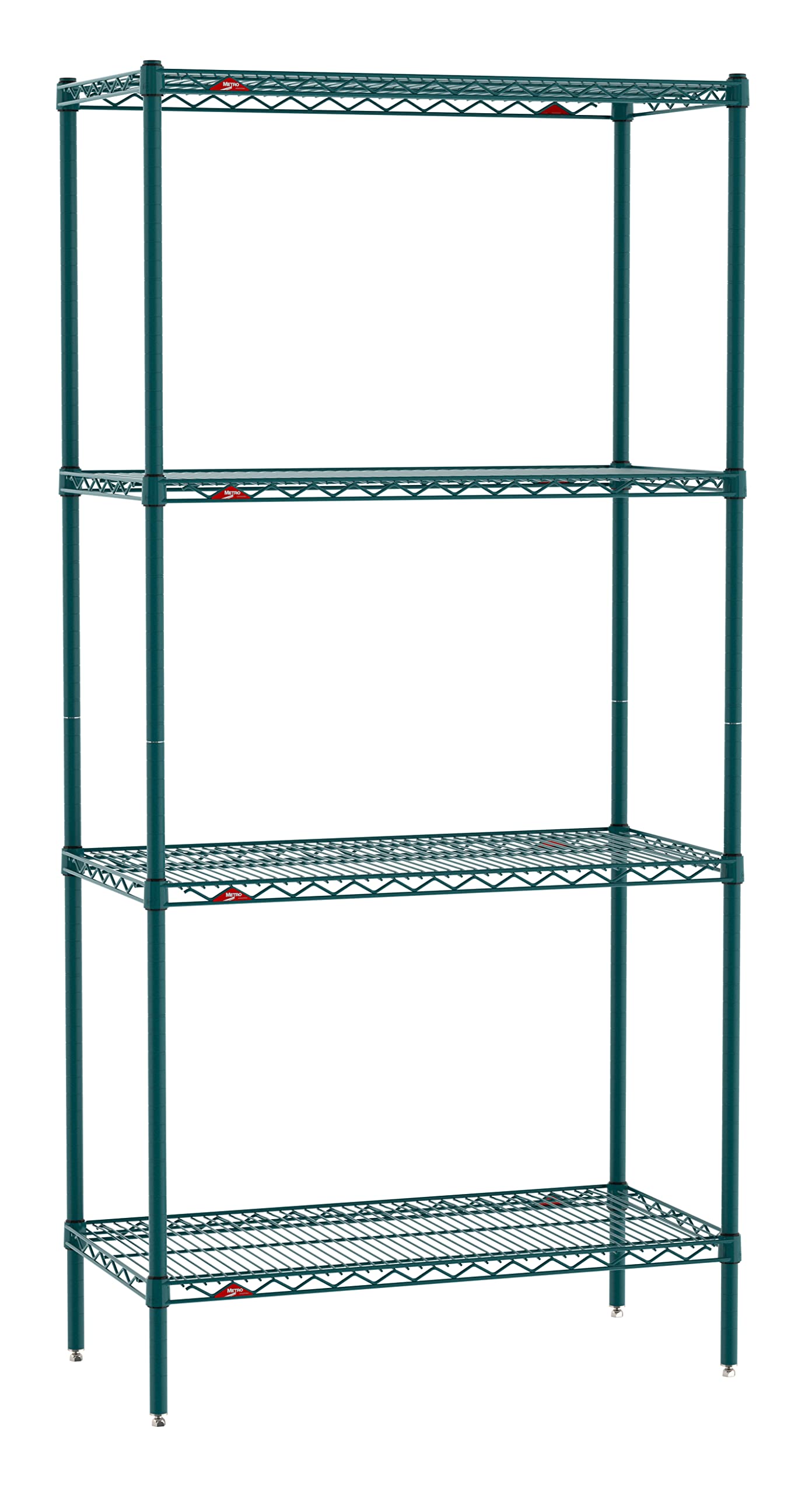 METRO Super Erecta Metroseal Green Epoxy Shelving Unit - Industrial Wire Shelving for Restaurants, Kitchens, Walk-in Coolers/Freezers with Microban - 4 Tier, 2000 lbs Capacity, 18ā W x 36ā L x 74ā H