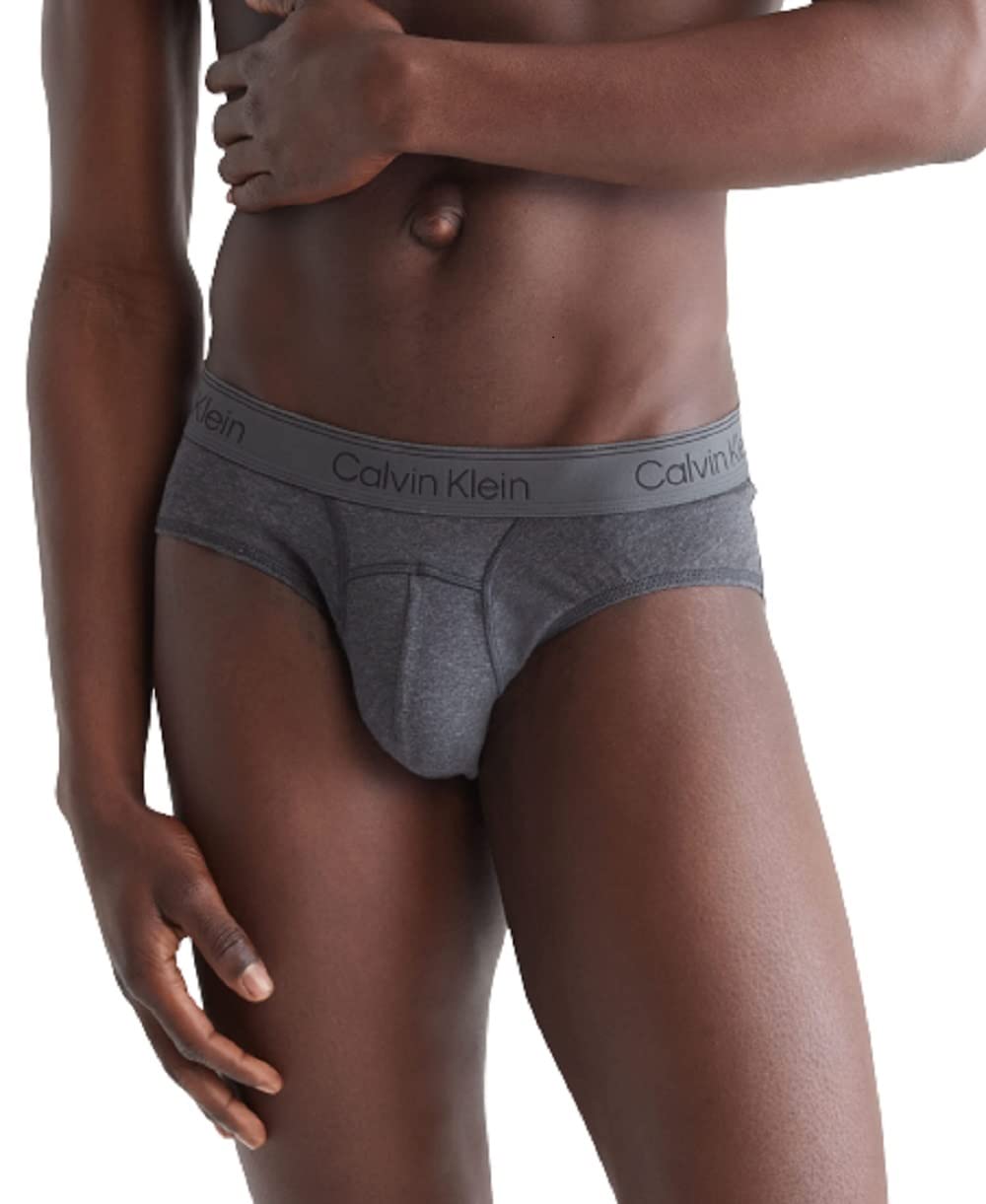 Calvin Klein Men's Active 2-Pack Hip Brief-Amazon Exclusive, Midnight, Athletic Grey Heather, Medium