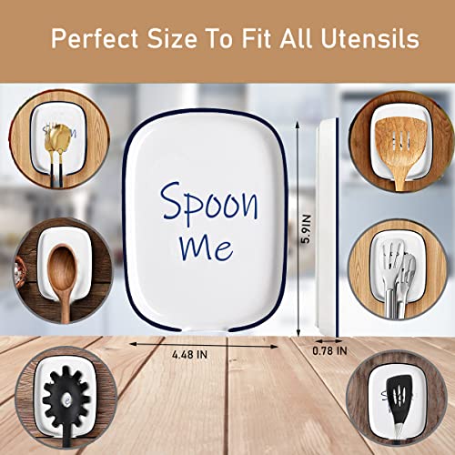 Ceramic Spoon Rest for Stove Top, Spoon Holder For Stove Top, Cooking Utensil Holder, Farmhouse Kitchen Accessories, Utensil Rest and Spoon rest, Blue Farmhouse Kitchen Decor (BLUE)