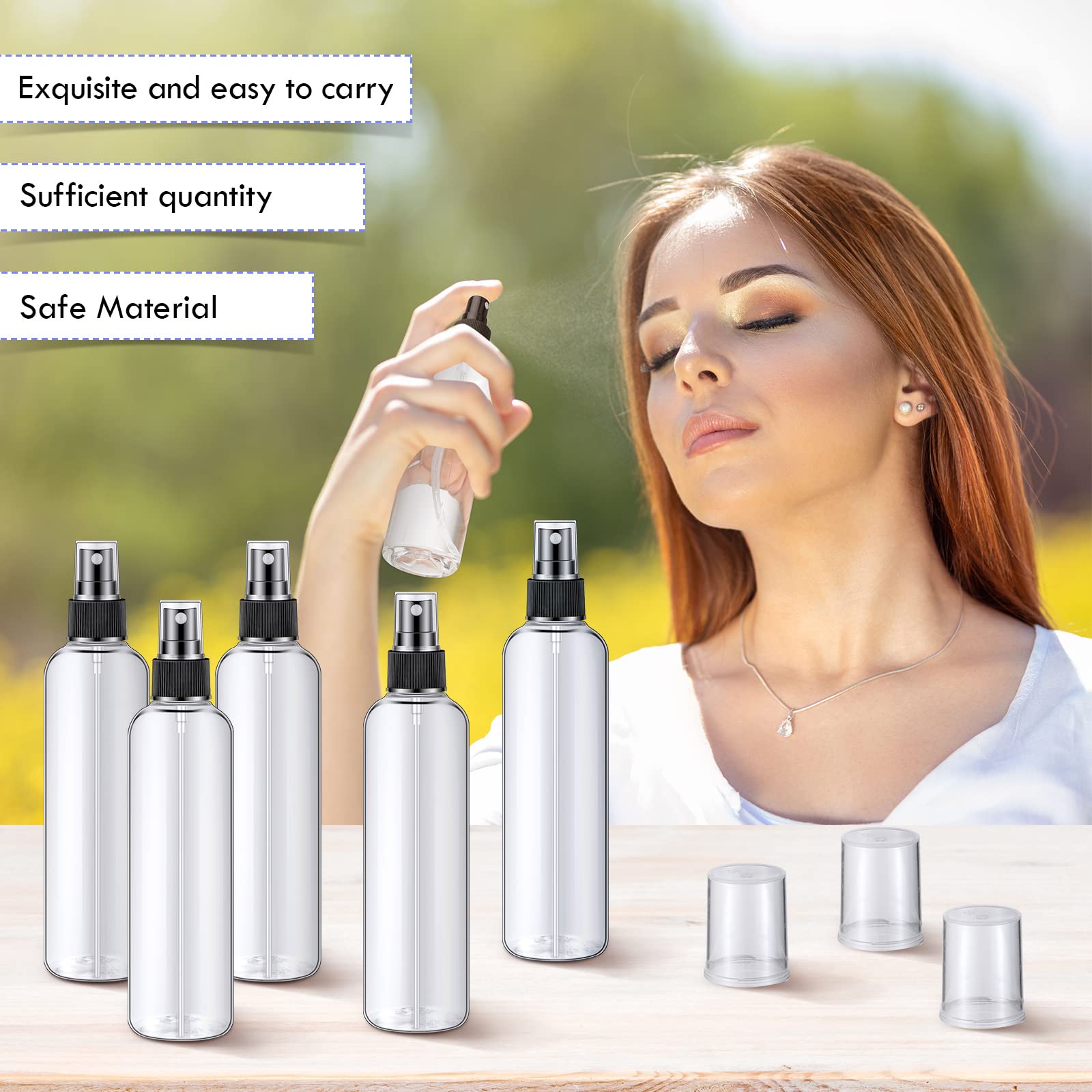Eccliy 32 Pcs 8 oz Spray Bottles Fine Mist Spray Bottles Clear Empty Plastic Travel Bottles Refillable Mist Sprayer with Spray Cap for Oils Travel Perfumes(Transparent,Clear)