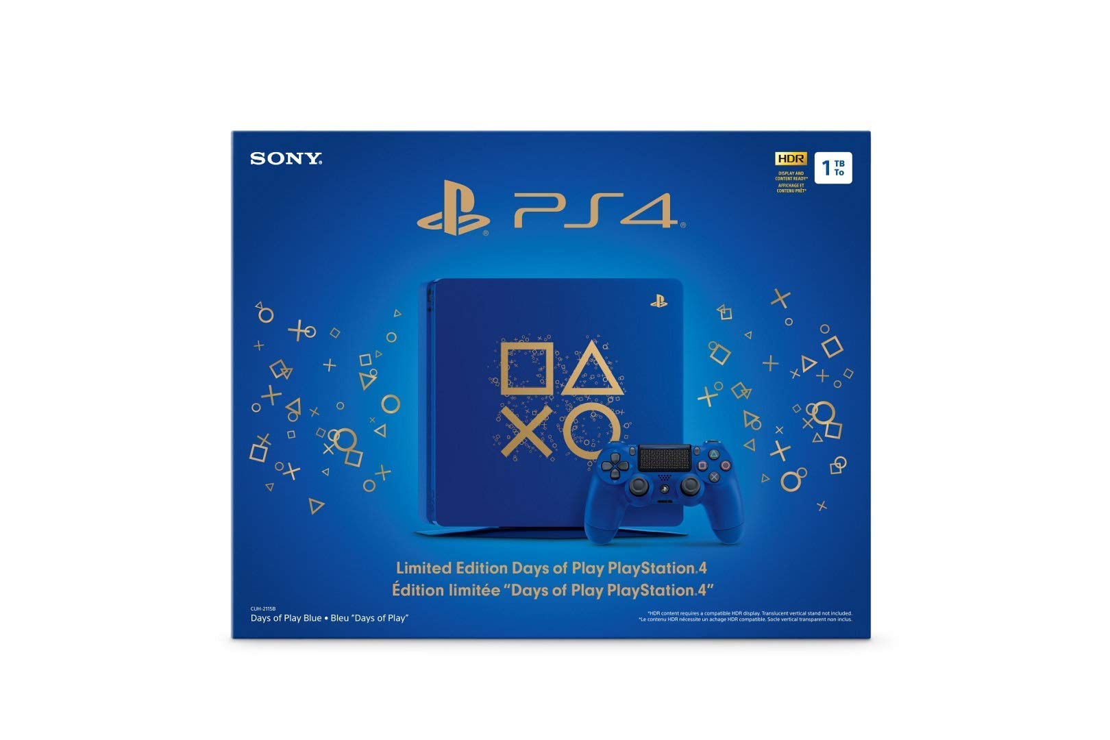 Playstation 4 Slim 2TB SSHD Limited Edition Days of Play Blue Console with Controller Bundle Enhanced with Fast Solid State Hybrid Drive (Renewed)