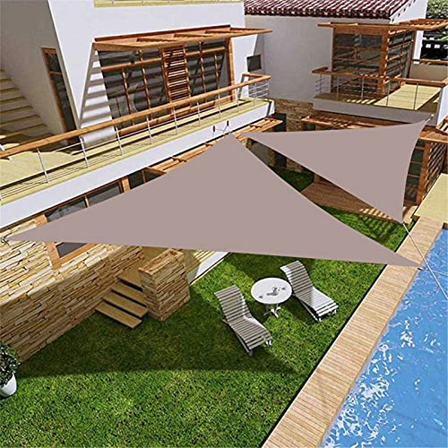JLCP Triangular Awning Sun Protection Garden Balcony Patio Weather Resistant Breathable UV-Protection 3X4x5m Sun Shade Sail with 3 Ropes and Fixing Kit,Light Brown