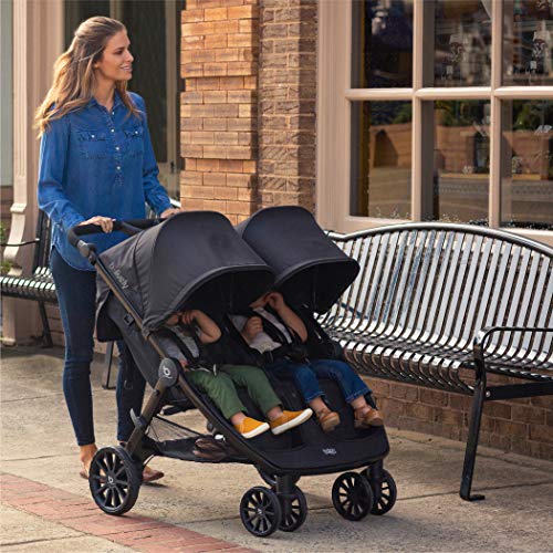 Britax B-Lively Double Stroller, Dove - Adjustable Handlebar + Easy Fold + Large UV50 Canopy