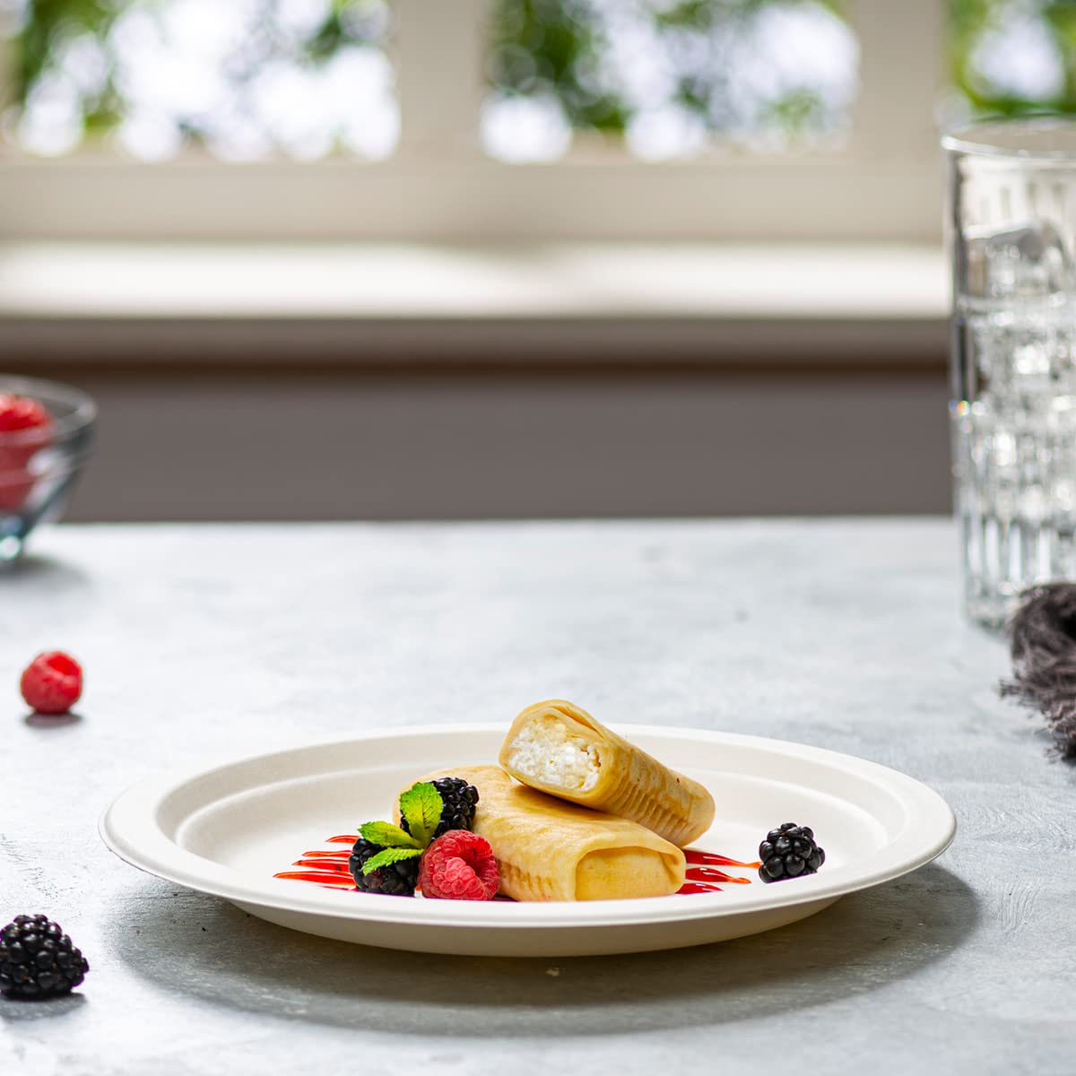 Comfy Package, 100% Compostable Heavy-Duty Paper Plates Eco-Friendly Disposable Sugarcane Plates 125 Pack - 9 Inch