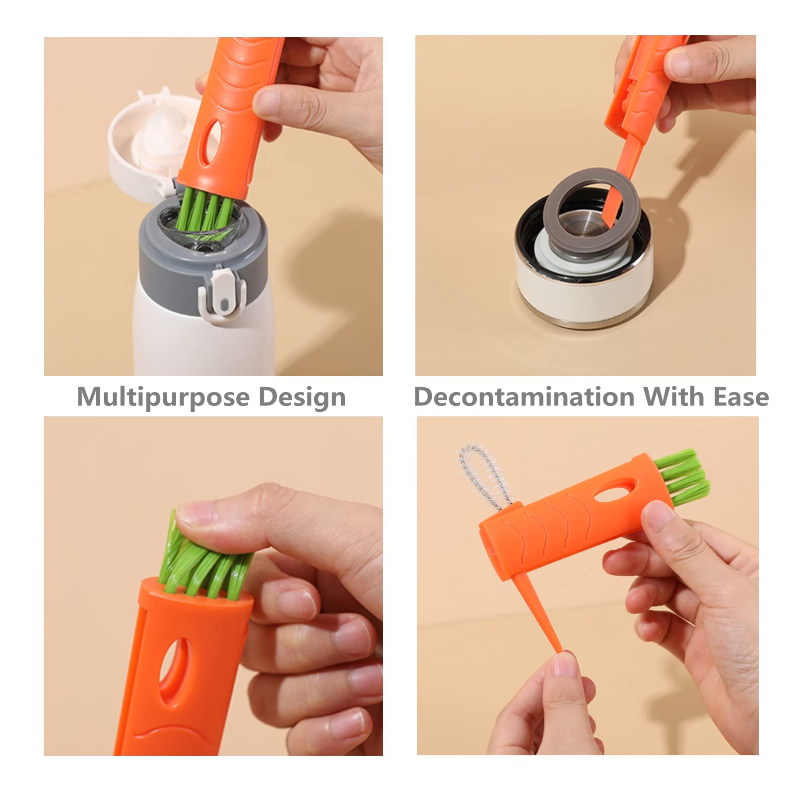 CHENJI Baby Bottle Brush. 3 in 1 Multifunctional Cup Lid Crevice Stain Cleaning Brush. Long Handle Water Bottle Brush with Replacement Head. Cup Brush, Pacifier Brush, Straw Cleaning Brush.