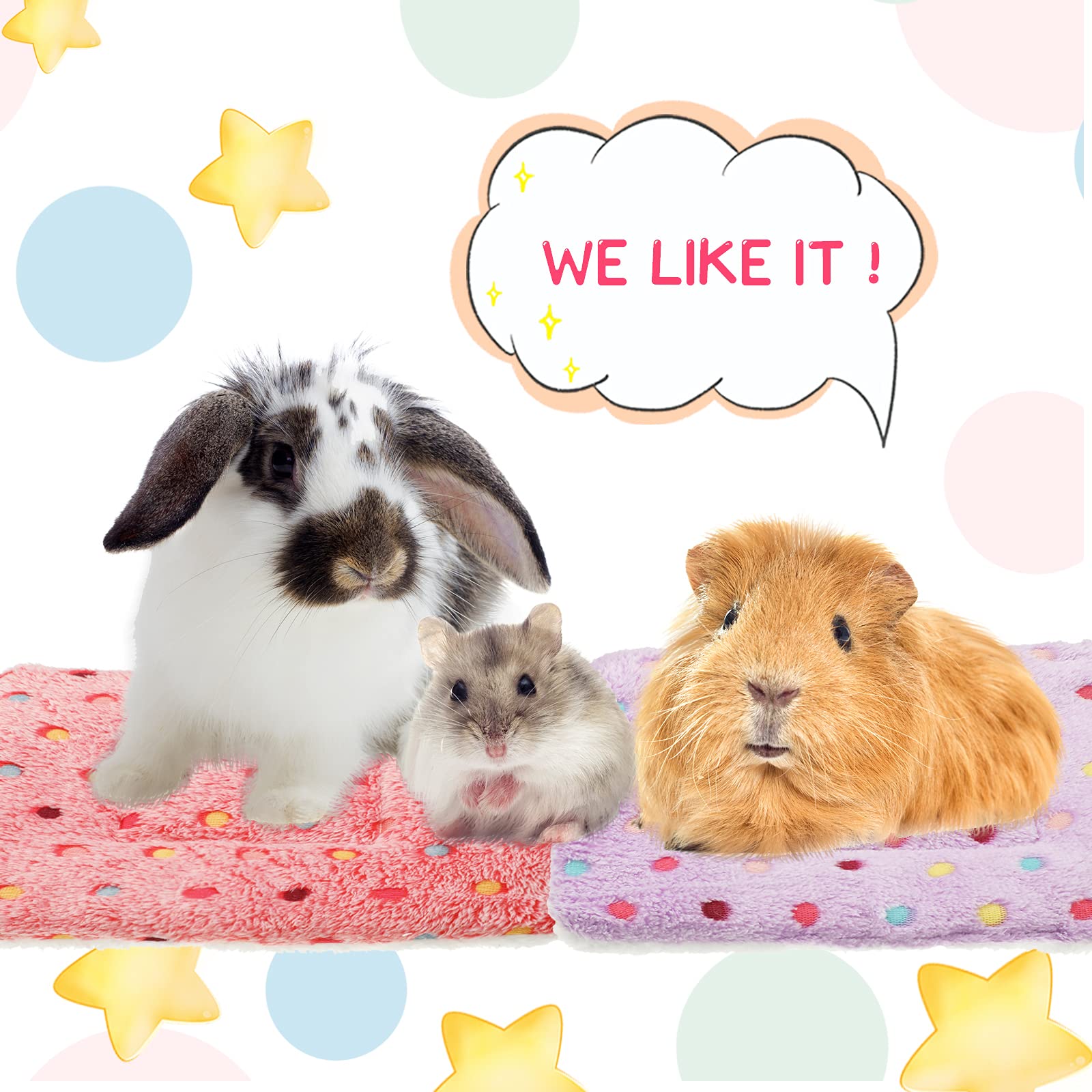 Jetec 3 Pcs Bunny Beds Guinea Pig Beds Soft Bunny Mats Warm Guinea Pig Mat Small Animal Winter Bed Pads Fleece Sleeping Pads for Indoor Rabbit Hamster Squirrel Hedgehog Chinchilla Ferret(Dots)
