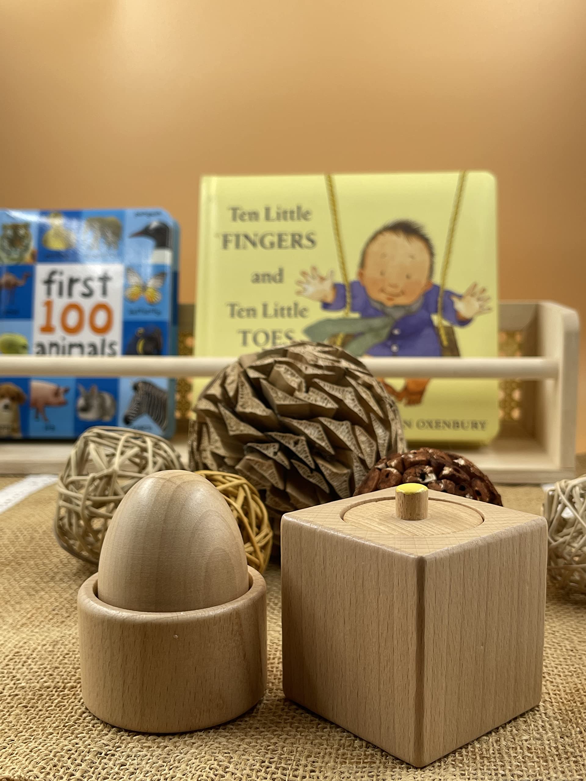 Leticia's Corner Set of Wooden Pincer Grasp and Egg Cup Puzzles, Pincer Puzzles, First Puzzles, Montessori Toys for 6 Months+, Fine Motor Skills Learning