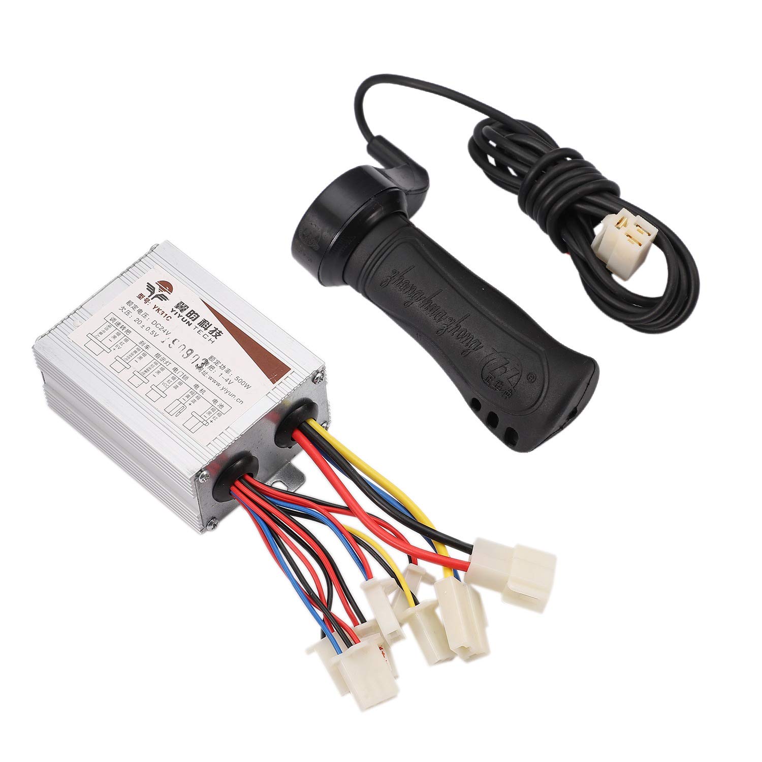 Cusstally 24V 500W DC Electric Bike Motor Brushed Controller Box with Brush Controller Long Turn Handlebar for Electric Bicycle Scooter E-Bike Accessory