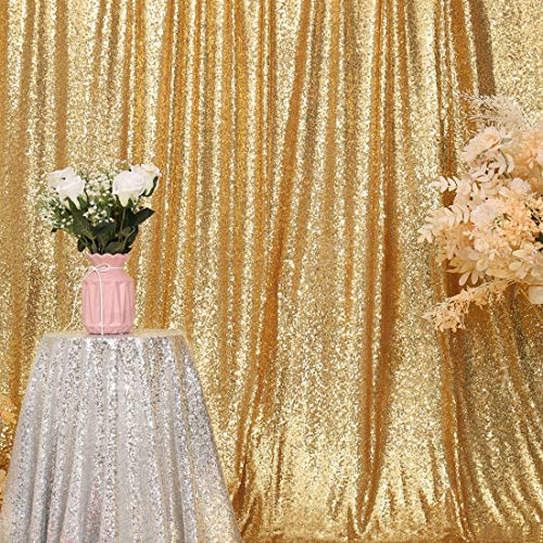 Juya Delight 6ft x 8ft New Gold Sequin Backdrop Curtain for Party Wedding Photography