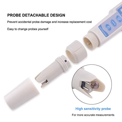 Cusstally 4 in 1 TDS PH Meter PH/TDS//Temperature Meter Digital Water Quality Monitor Tester for Pools, Drinking Water, Aquariums