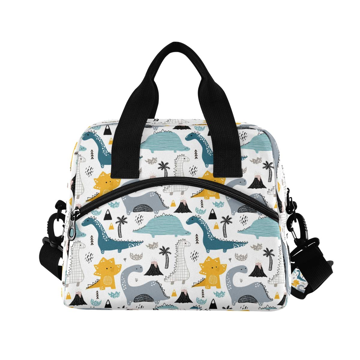 Cartoon Dinosaur Lunch Bags for Women Funny Palm Tree Jurassic Dino Lunch Tote Bag Lunch Box Thermal Cooler Bag Lunch Organizer for Working Picnic Beach Sporting