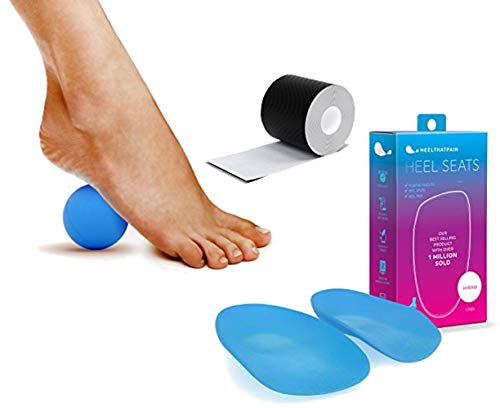 Heel That Pain Plantar Fasciitis Insoles Hybrid, Medium (W 6.5-10, M 5-8) & & Heel That Pain Foot Massage and Mobility Ball & Heel That Pain Kinesiology Tape - 2" x 16.6yds, All-Purpose KT Tape