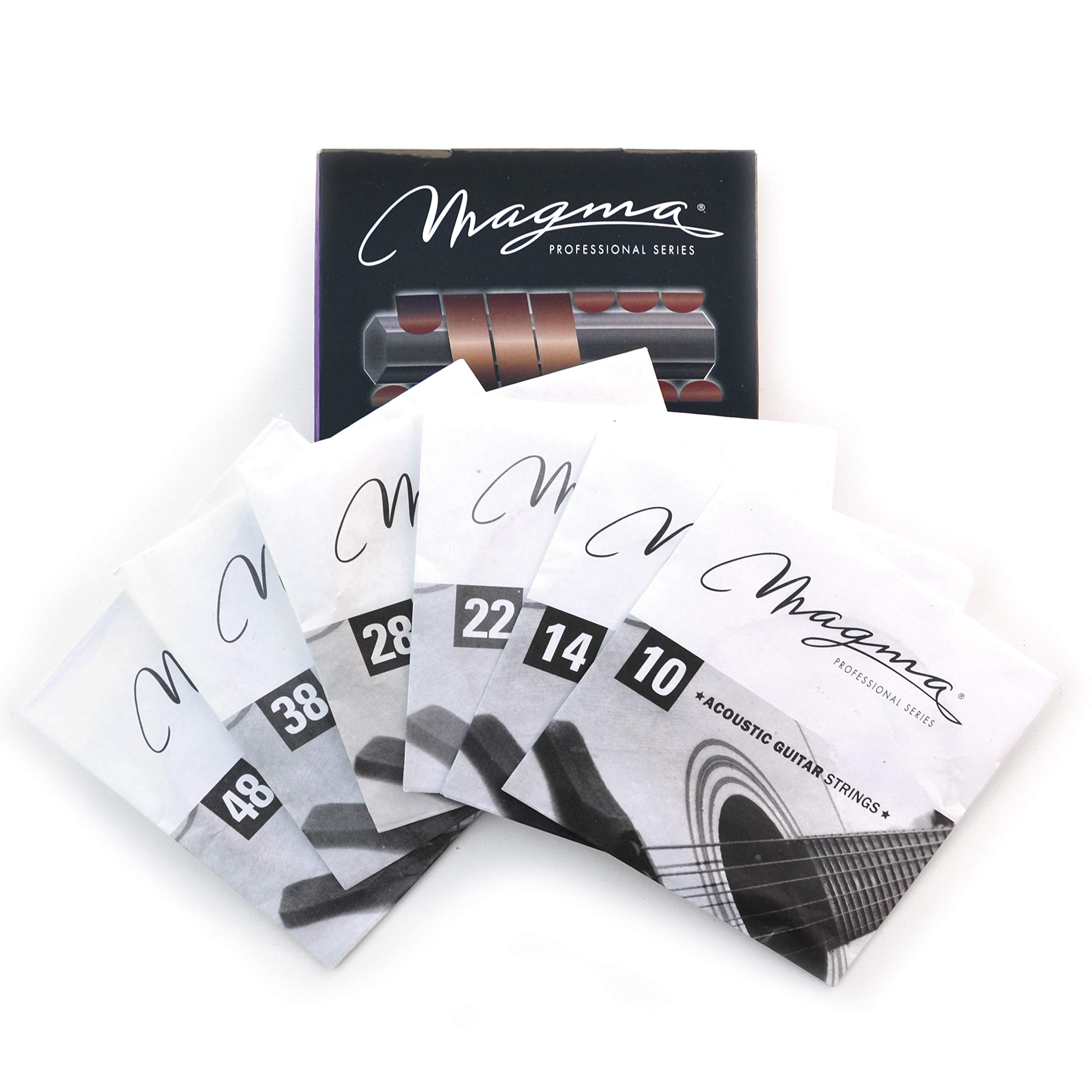 Magma - Light Acoustic Guitar Strings 10-48 Gauge Flat Phosphor Bronze Wound Acoustic String Set (.010" - .048") 1 Set - GA120PBF