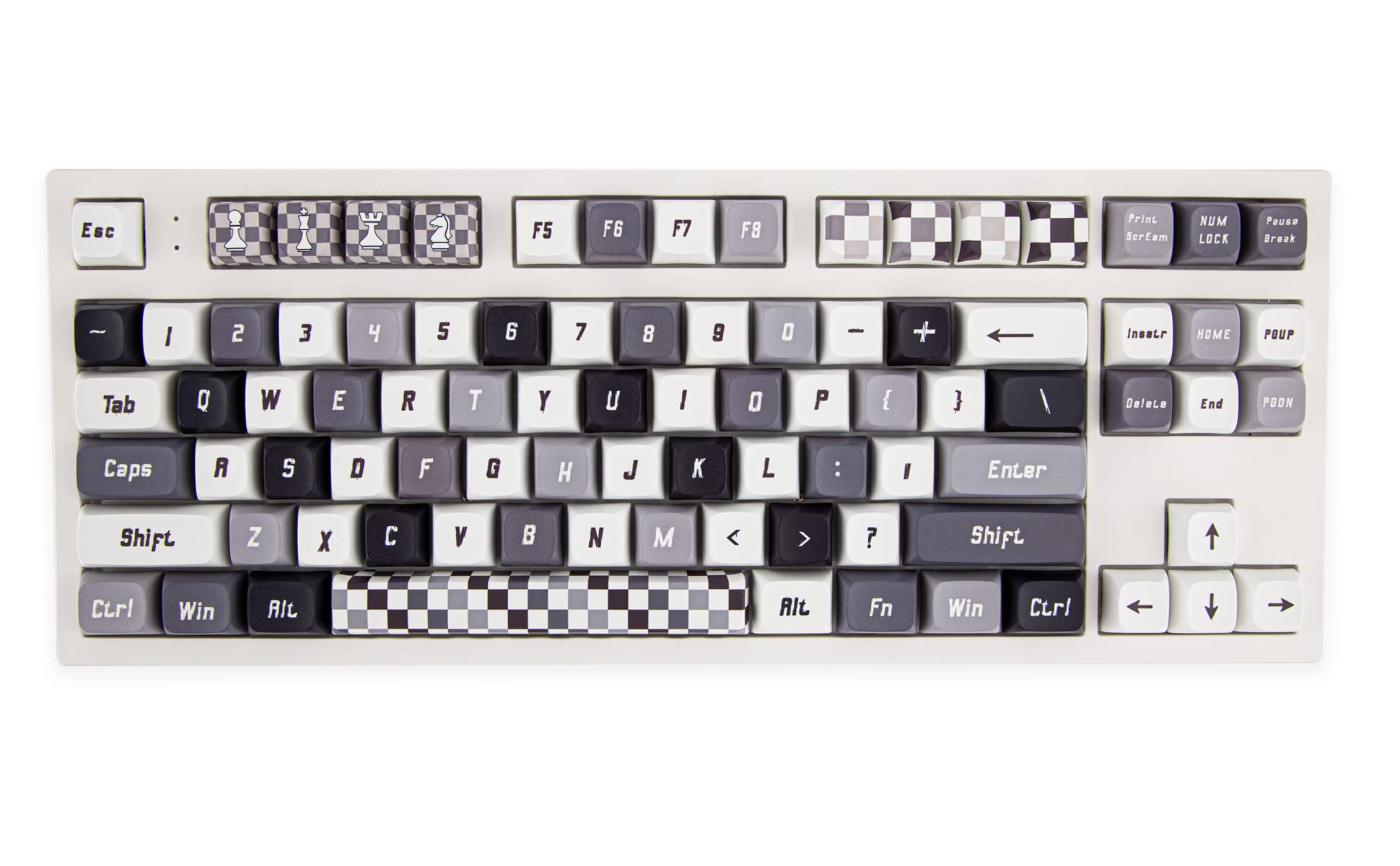 Custom 127 Keys XDA Profile PBT Dye Sublimation Keycaps Compatible with Mechanical Gaming Keyboards for Gateron Kailh Cherry MX Switches(Checkerboard)