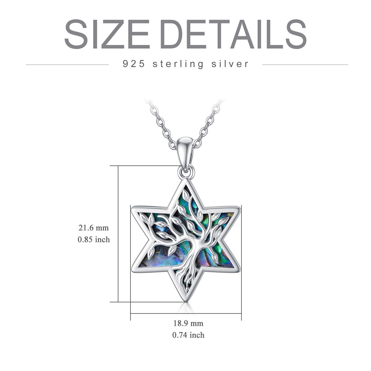 ONEFINITY Tree of Life Necklace 925 Sterling Silver Abalone Shell Star of David Pendant Necklace for Women Jewelry