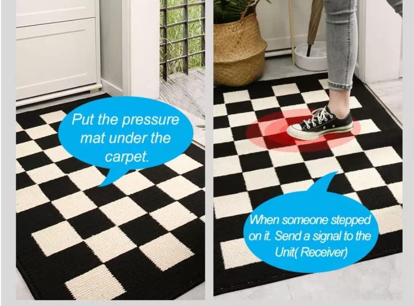 Digiteck Wireless Pressure Mat Doorbell and Alarm Systems, for Home, Flat Security White & Black
