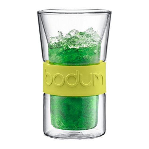 Bodum Presso 10-Ounce Double-Wall Glass with Silicone Grip, Green, Set of 2