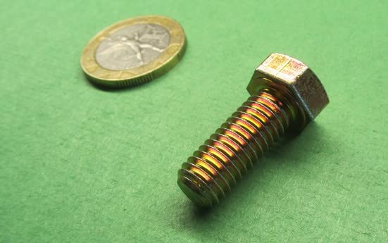 Class 8.8 Yellow Zinc Steel Bolts FT M8 x 1.25 mm x 20 mm Long 10 pcs
