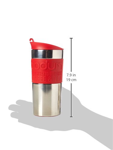 BODUM Travel French Press Coffee Maker, Vacuum, Small, 0.35 L - Red