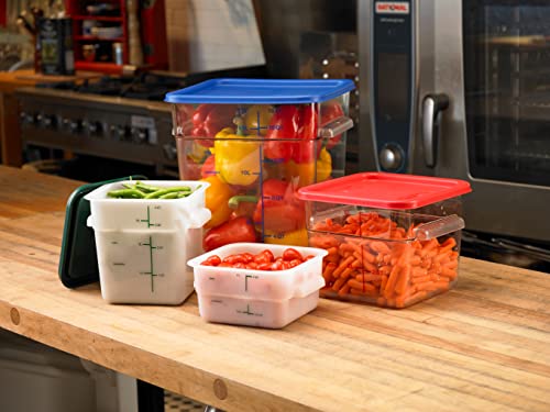 Carlisle FoodService Products Squares Square Food Storage Container with Stackable Design for Catering, Buffets, Restaurants, Plastic, 4 Quarts, White