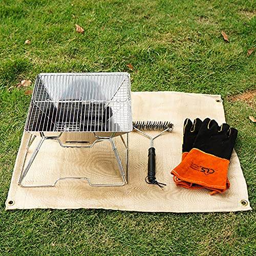 Fire Pit Mat for Deck Fireproof, Outdoor Wood Stove Hearth Pads, Camping BBQ Mat with Fire Retardant Material to Protect Your Deck Patio Lawn Campsite from Fire Burn, yellow, 40βx32β