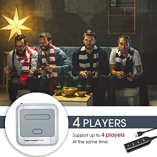 Kinhank Super Console X Pro,117,000+ Classic Games Retro Video Game Console,Gaming Systems for 4K TV HD/AV Output,Dual Wireless 2.4G Controllers,Up to 5 Players,Gift for Men(256G)