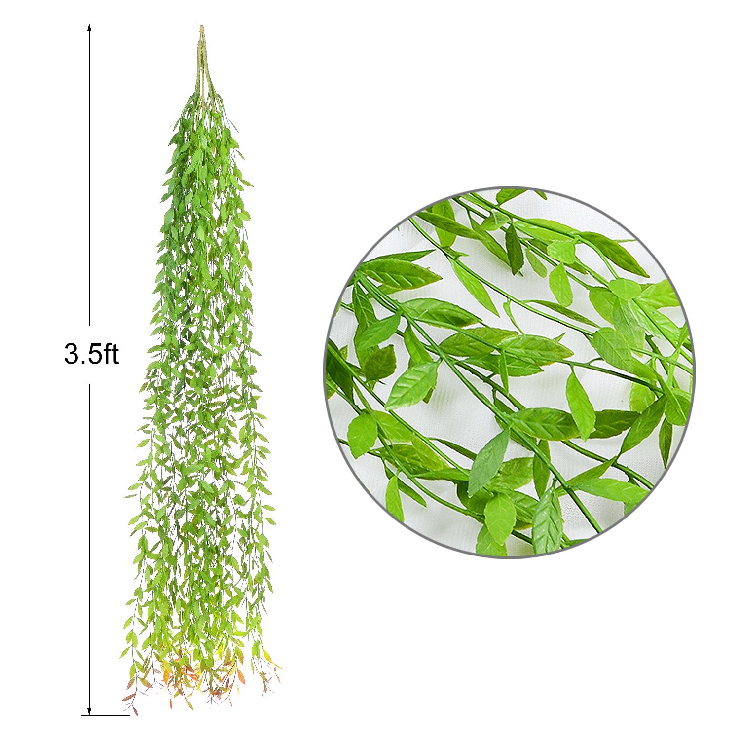 Lvydec 6pcs Artificial Vines Fake Greenery Garland Willow Leaves with Total 30 Stems Hanging for Wedding Party Home Garden Wall Decoration