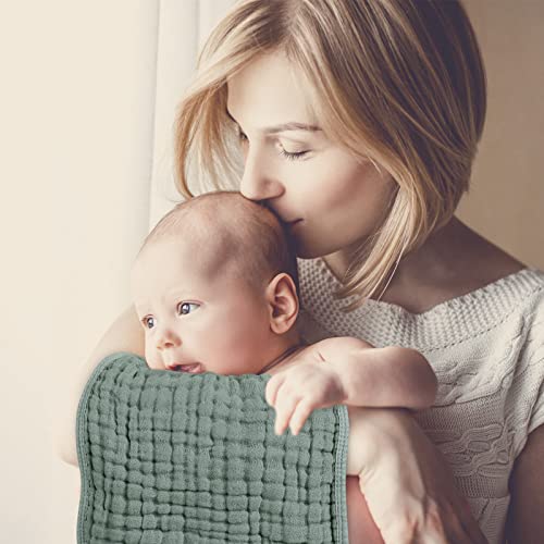 Looxii 12 Pack Baby Burp Cloths 100% Cotton Muslin Burp Cloths 20x10β Soft Absorbent Bamboo Baby Washcloths 12βx12β